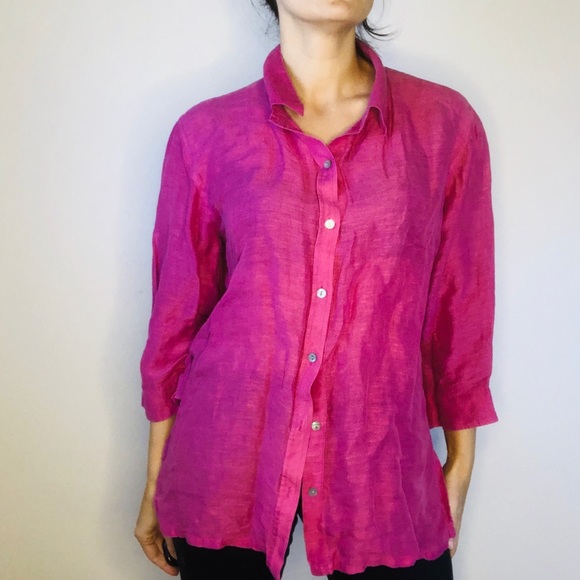 Chico's | Tops | Chicos Linen And Silk Pink Long Shirt Large 2 | Poshmark